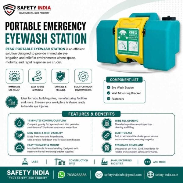 Portable Eye Wash Station & Emergency Safety Shower by Safety India ...